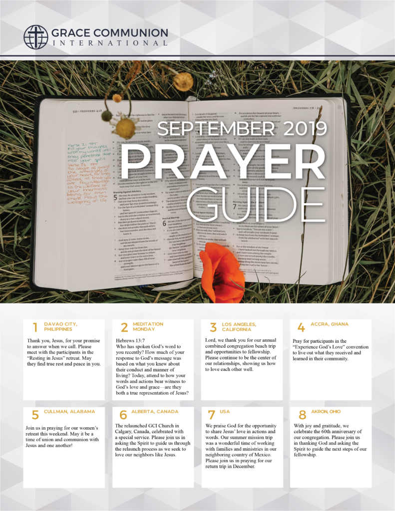 September 2019 Prayer Guide | Grace Communion International Resources
