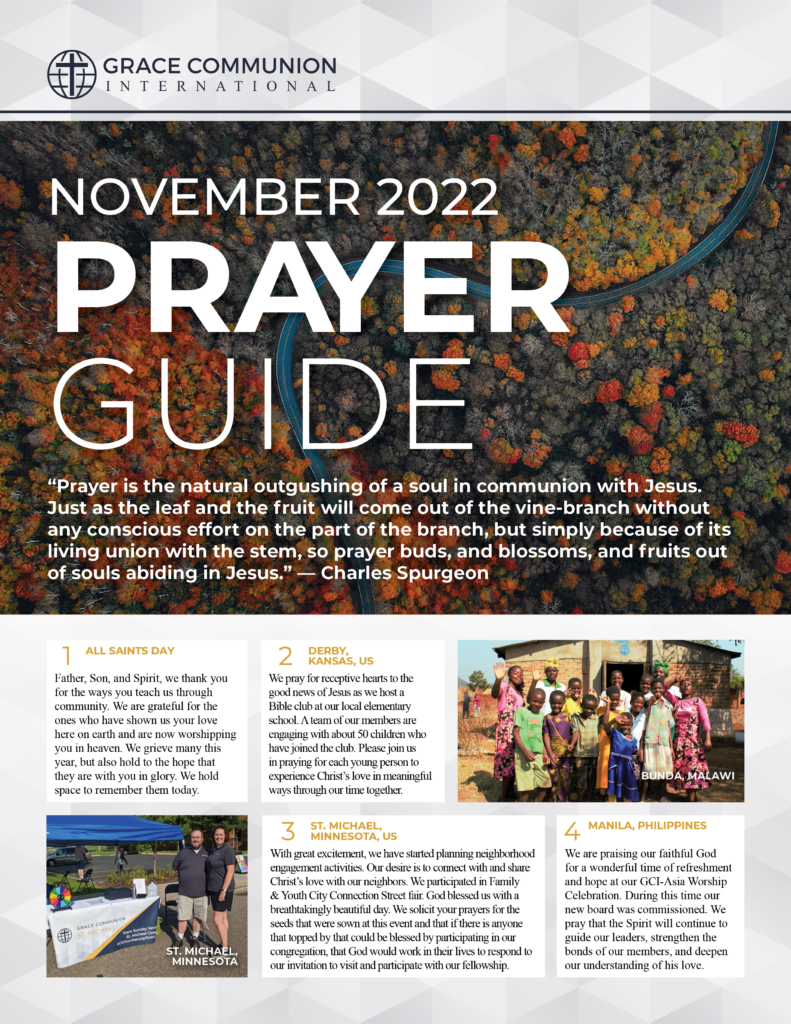 Prayer Guide 2022 November | Grace Communion International Resources